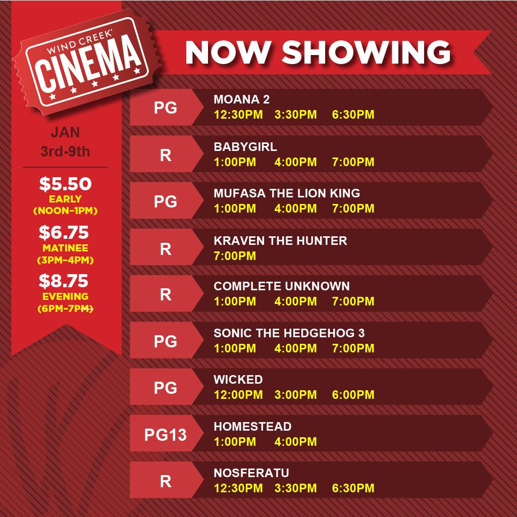 Atmore’s Movie Theater Showtimes & Tickets | Wind Creek Hospitality