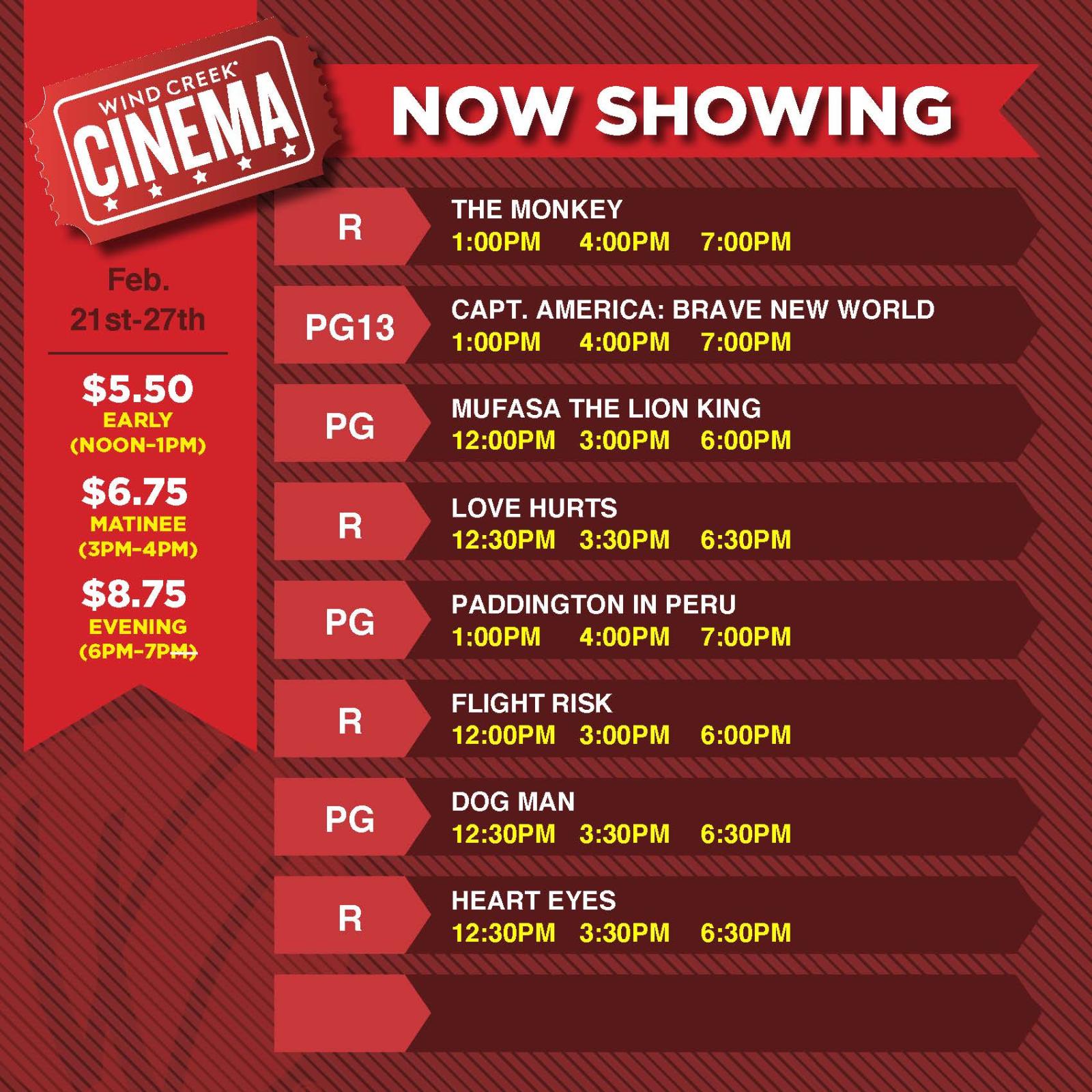Atmore’s Movie Theater Showtimes & Tickets | Wind Creek Hospitality