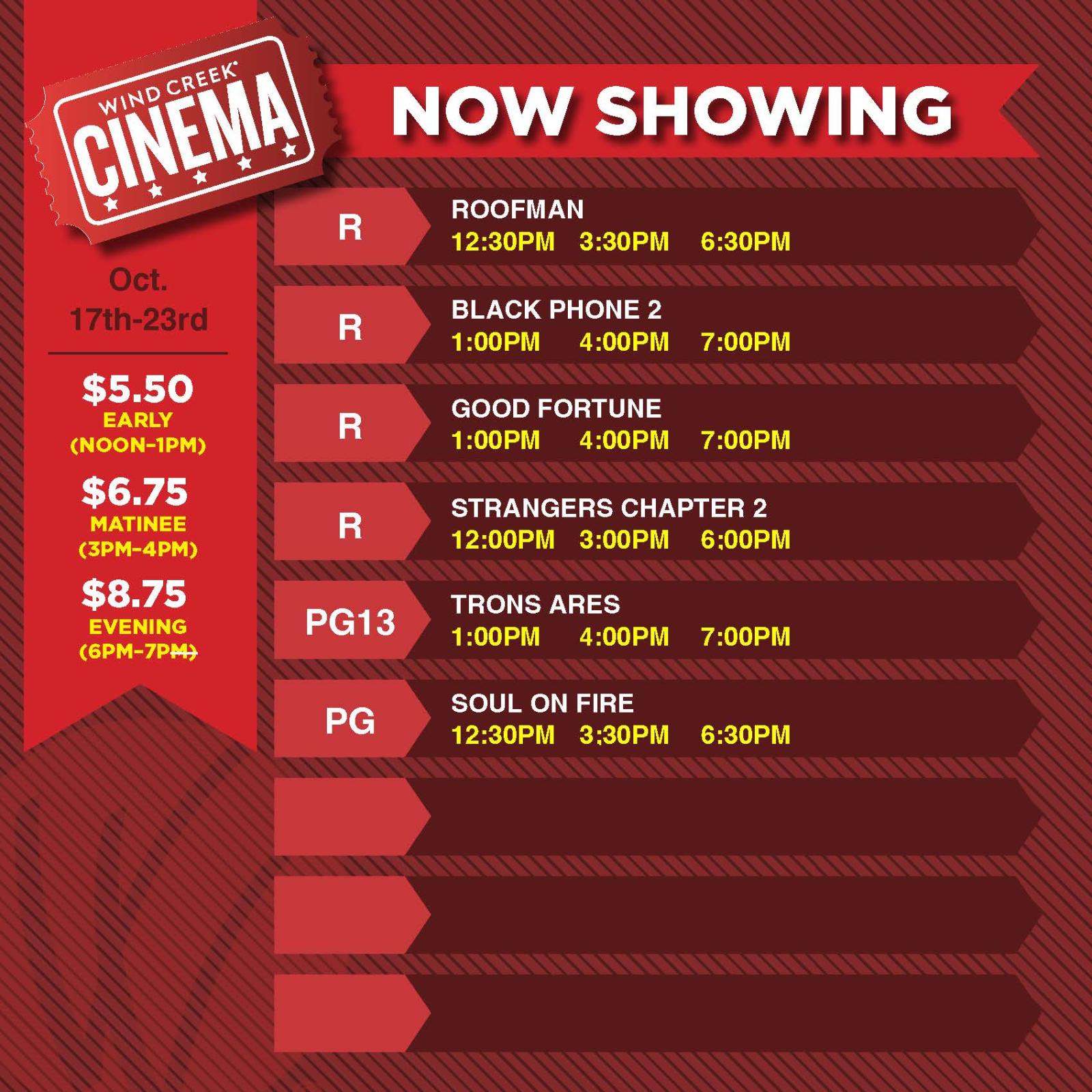 Atmore’s Movie Theater Showtimes & Tickets | Wind Creek Hospitality