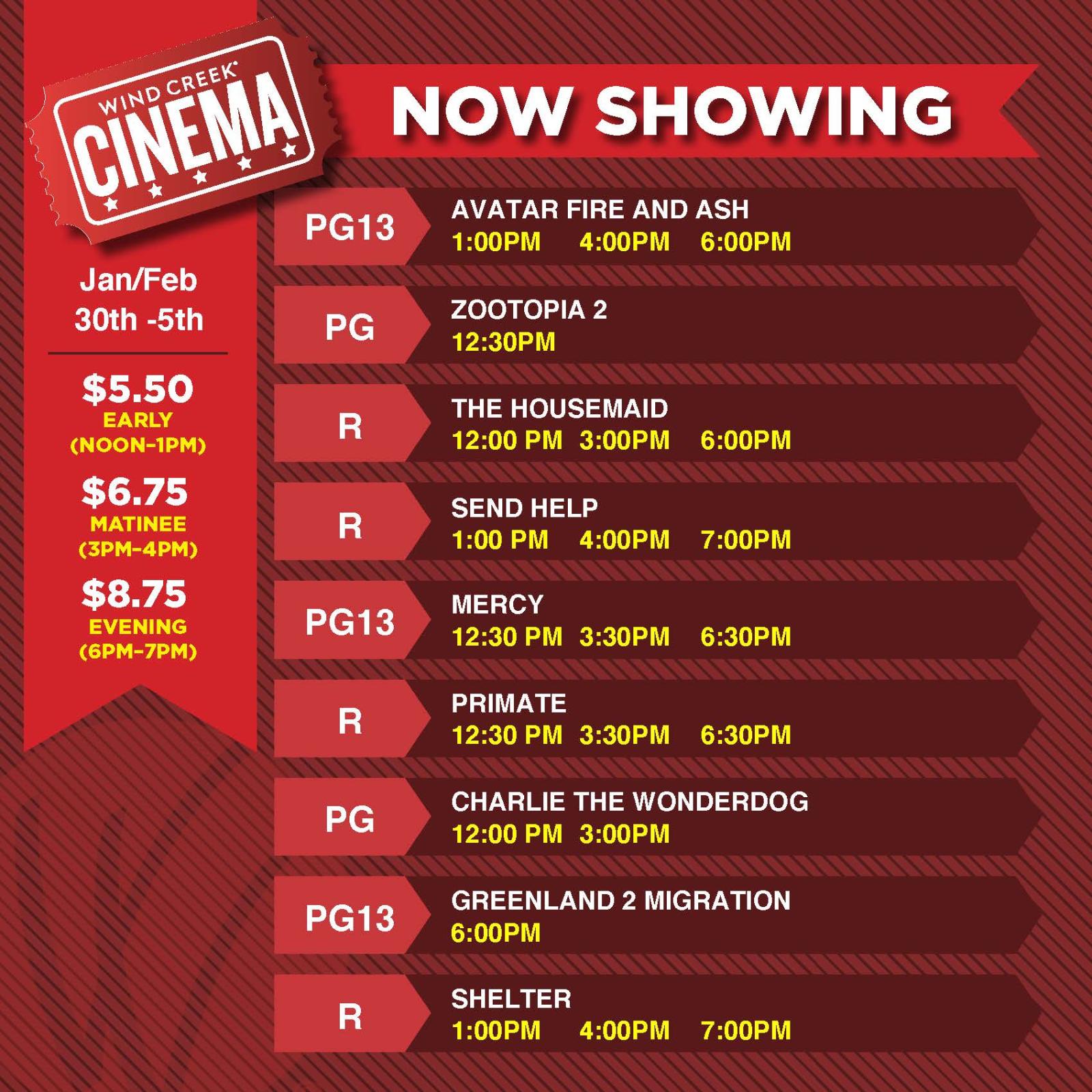 Atmore’s Movie Theater Showtimes & Tickets | Wind Creek Hospitality